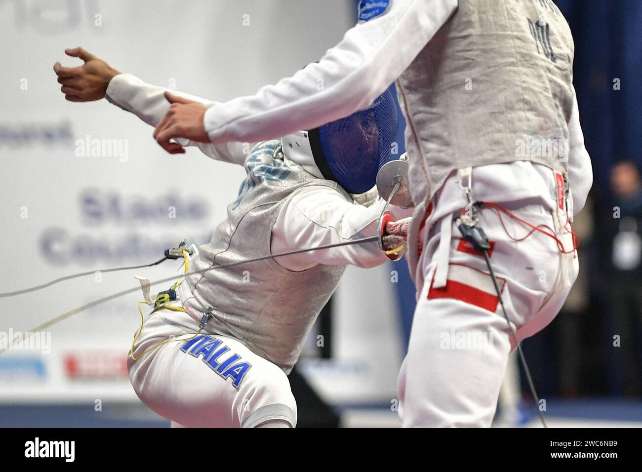 Italy's foilist ALESSIO FOCONI (L) competes against Poland's foilist ...