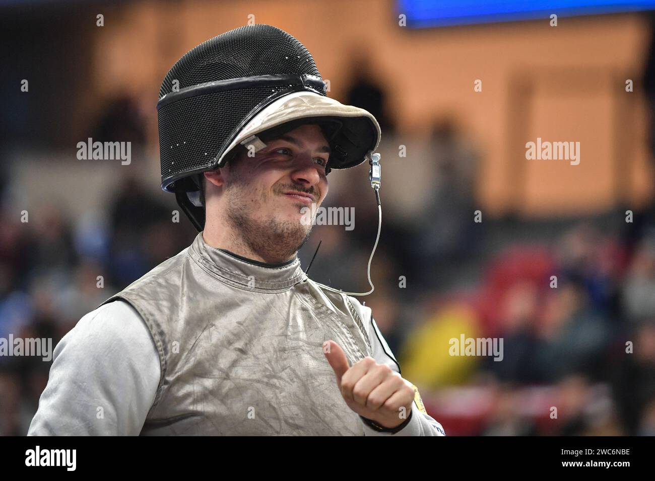 France's foilist MAXIME PAUTY reacts during the quarter-finals of the ...