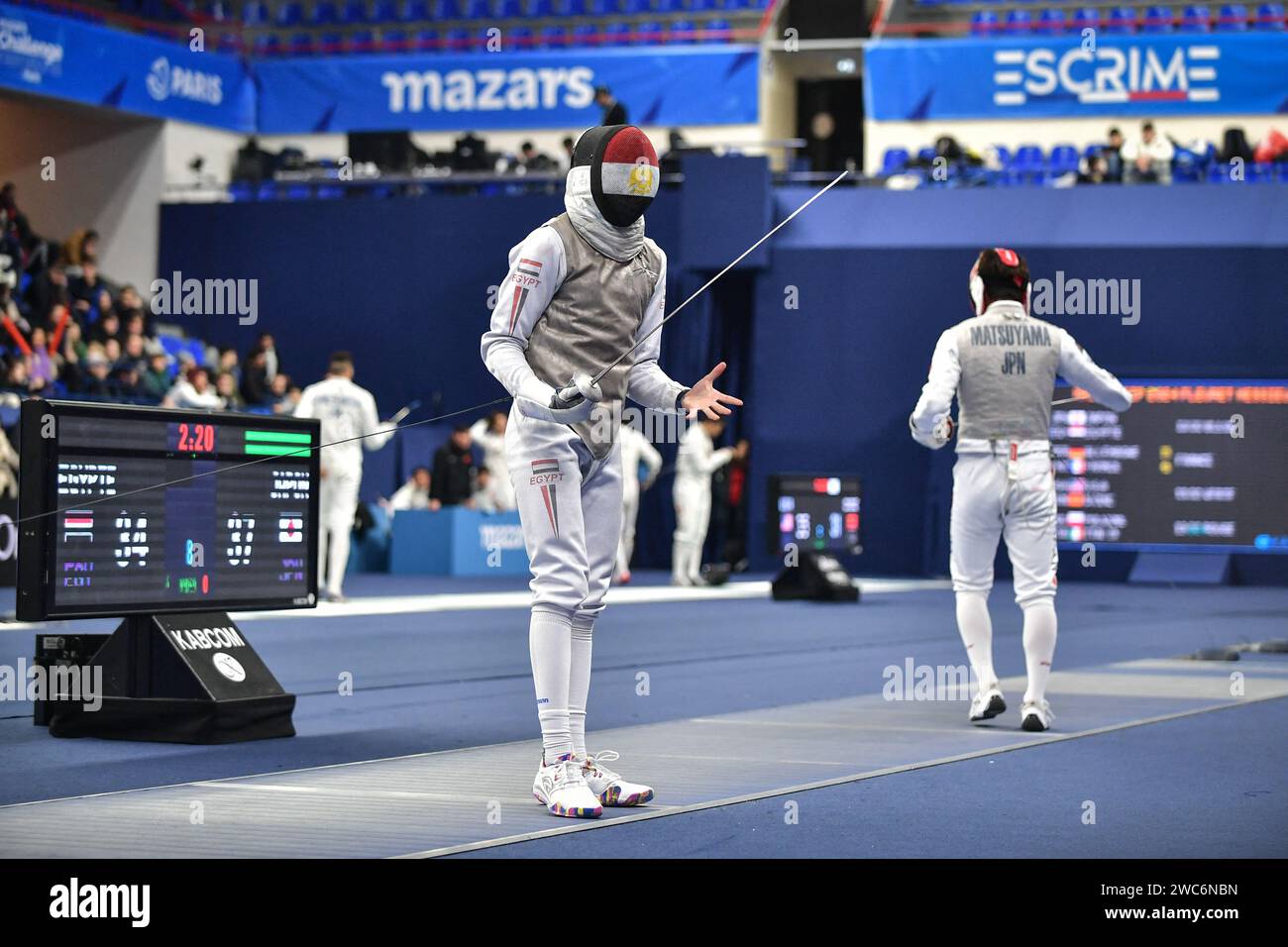 Egypt's foilist ABDELRAHMAN TOLBA reacts during the quarter-finals of ... Egypt's foilist ABDELRAHMAN TOLBA reacts during the quarter-finals of ...