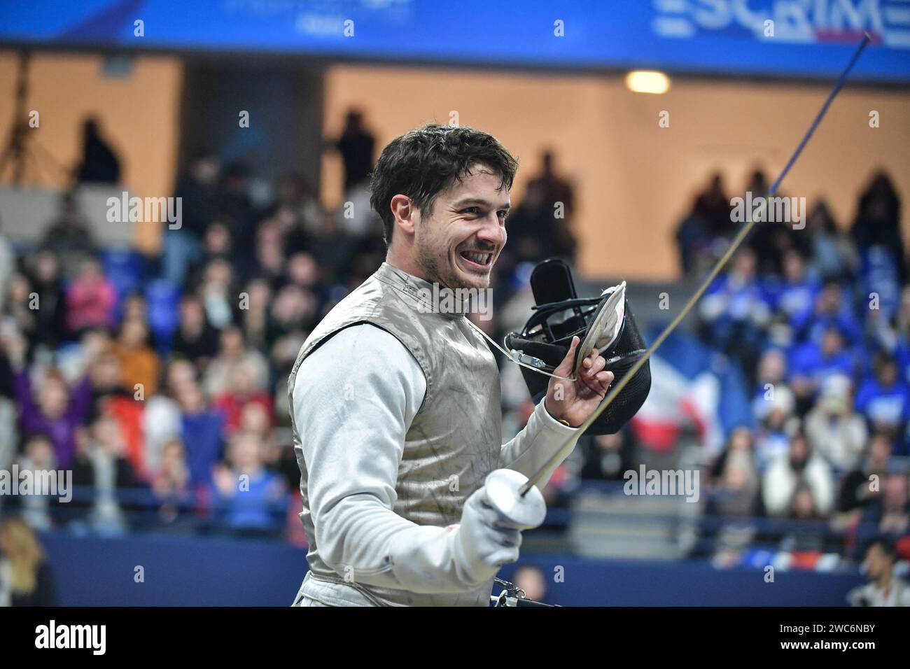 France's foilist MAXIME PAUTY reacts during the quarter-finals of the ...