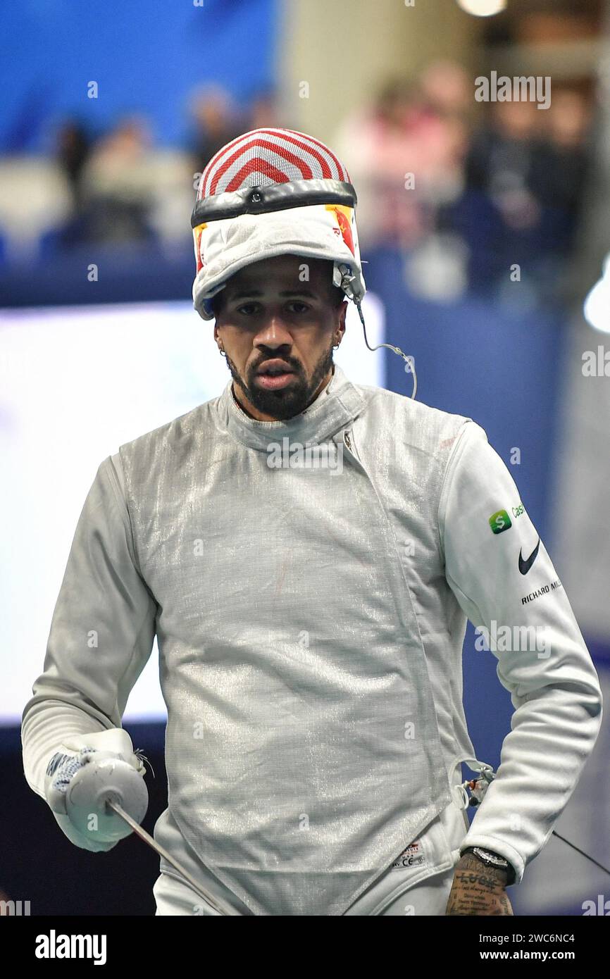 USA foilist MILES CHAMLEY-WATSON looks on during the quarter-finals of ...