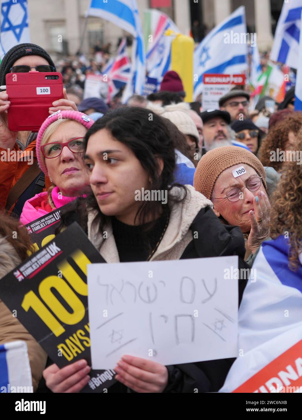 The crowd during a pro-Israel rally in Trafalgar Square, London ...
