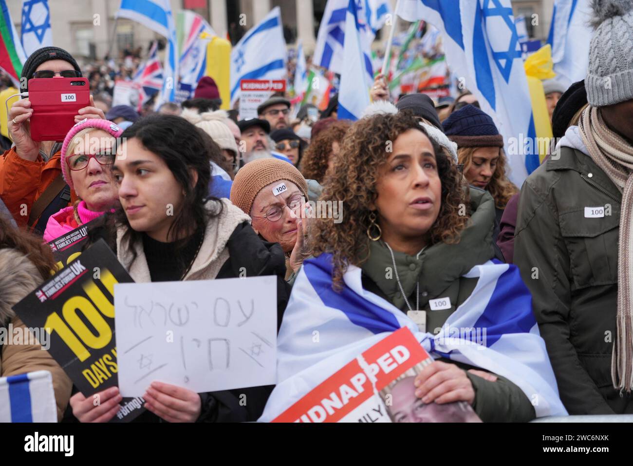 The crowd during a pro-Israel rally in Trafalgar Square, London ...