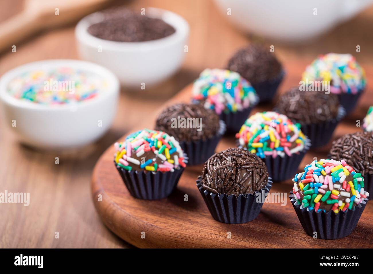 Brigadeiro, traditional Brazilian sweet. Chocolate candy Stock Photo ...