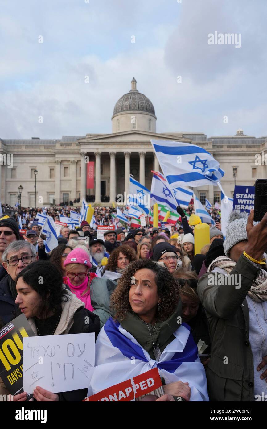 The crowd during a pro-Israel rally in Trafalgar Square, London ...