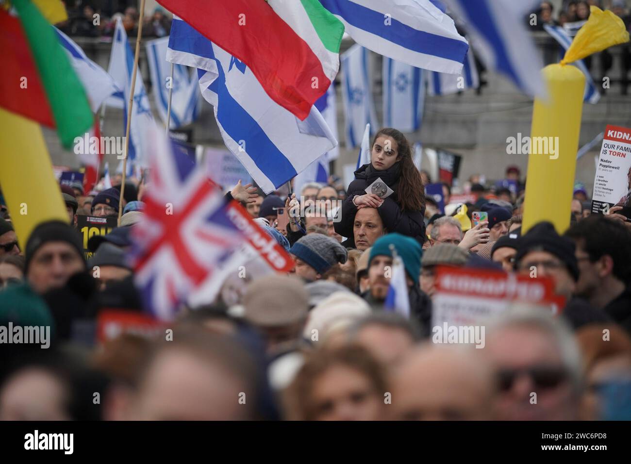 The crowd during a pro-Israel rally in Trafalgar Square, London ...