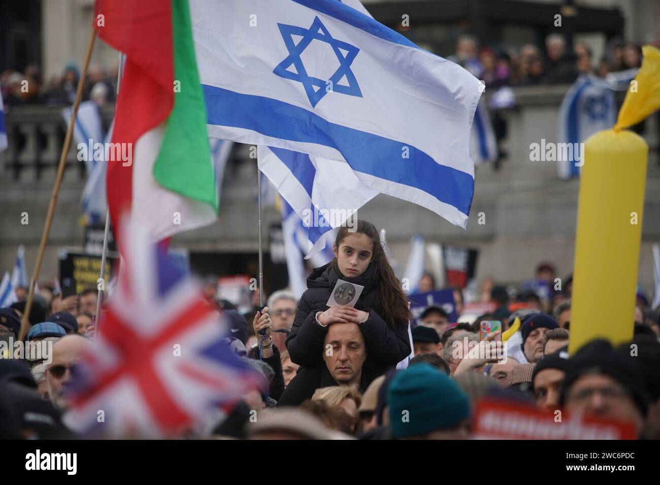 The crowd during a pro-Israel rally in Trafalgar Square, London ...