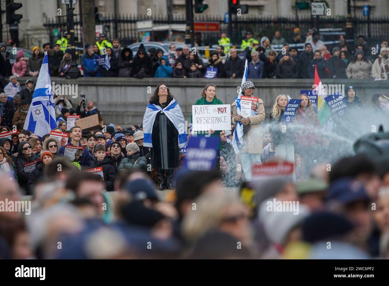The crowd during a pro-Israel rally in Trafalgar Square, London ...