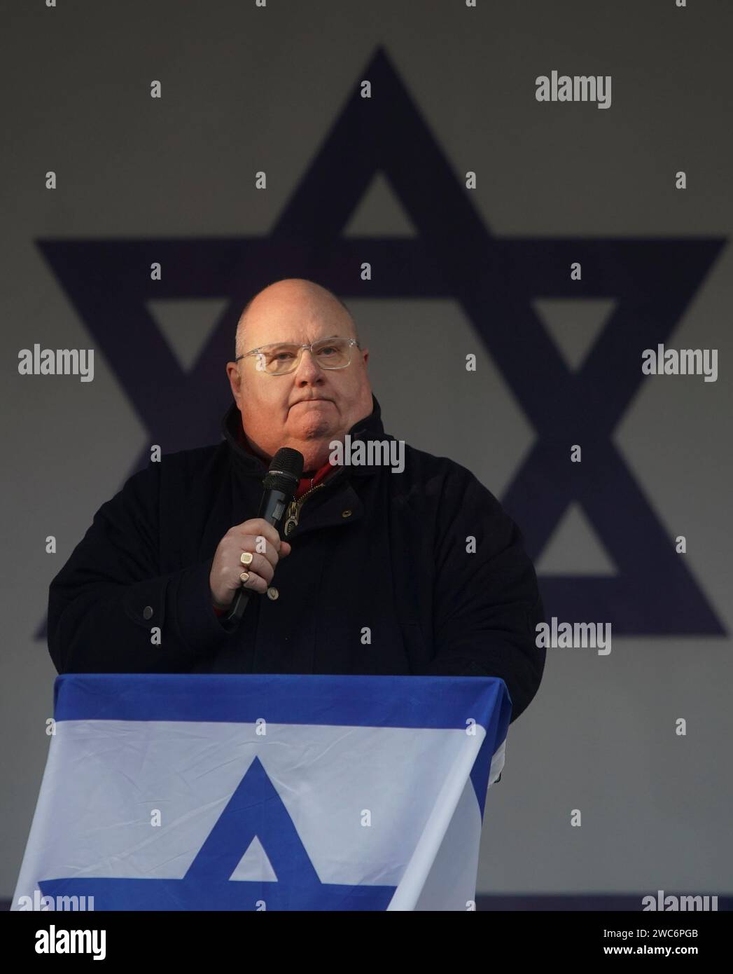Eric Pickles during a pro-Israel rally in Trafalgar Square, London ...