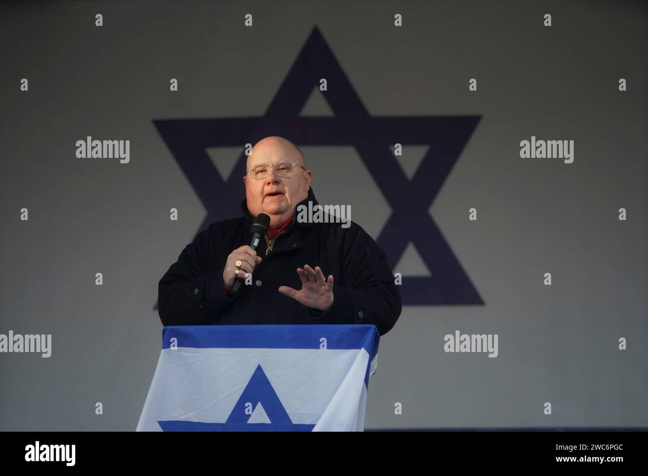 Eric Pickles during a pro-Israel rally in Trafalgar Square, London ...