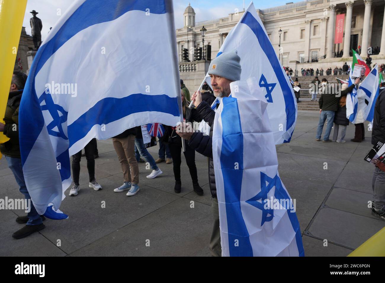 The crowd during a pro-Israel rally in Trafalgar Square, London ...