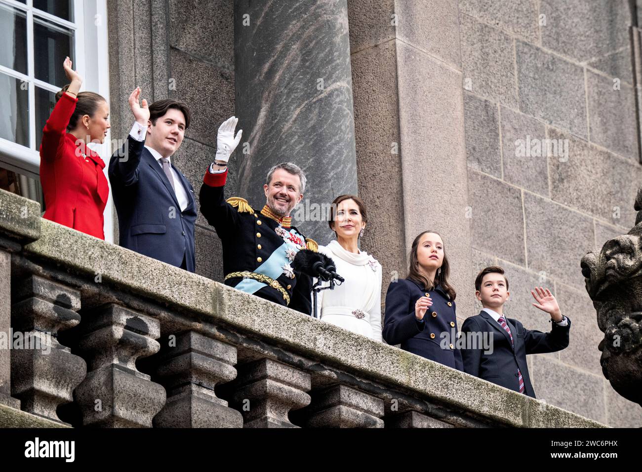 King Frederik X and Queen Mary together with their children Princess Josephine, Crown Prince ...