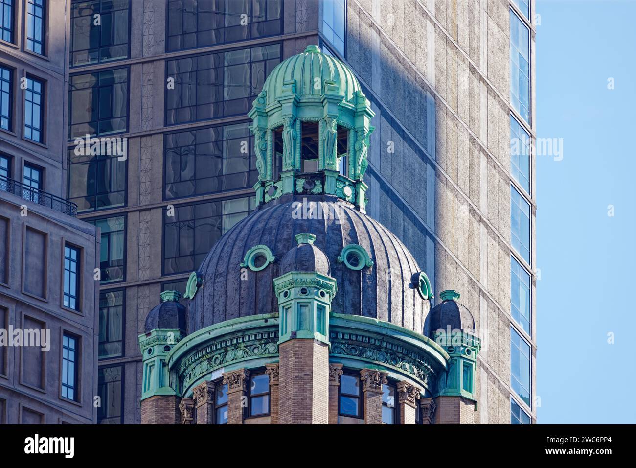 A pair of copper-cupola-topped towers crown 15 Park Row, a NYC ...