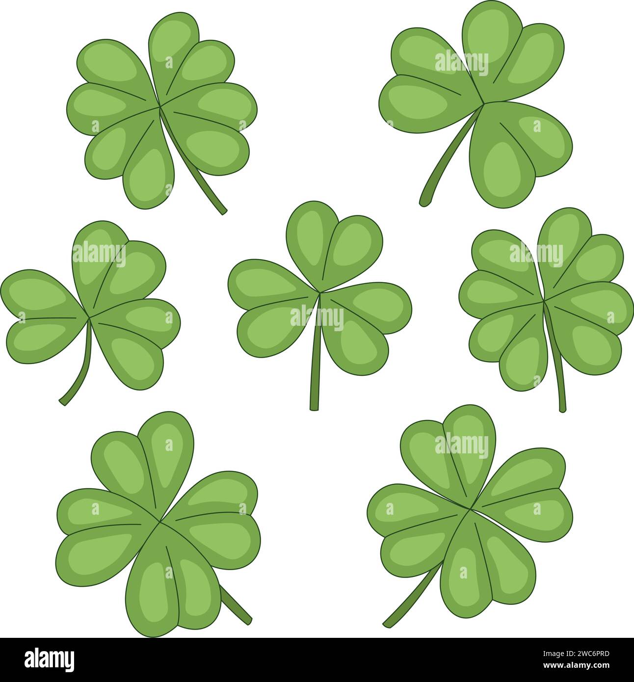 collection of clover leaves with three and four petals, good luck ...