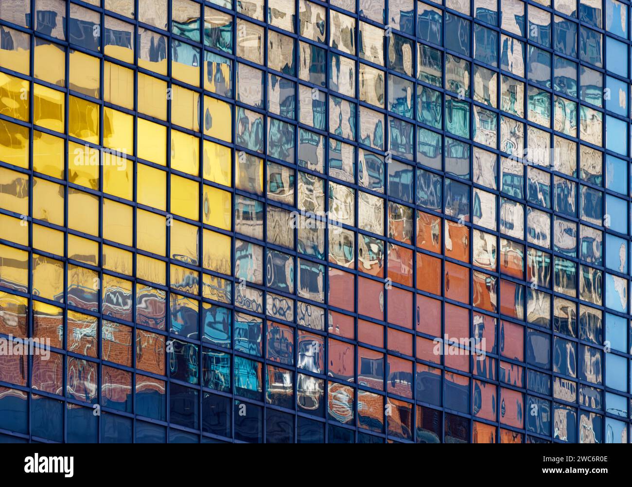 The highly reflective curtain wall of Four World Trade Center mirrors ...