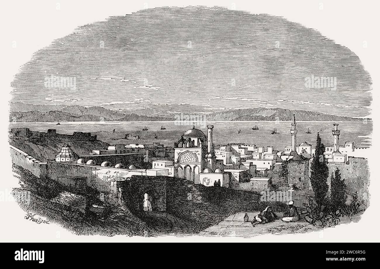 View of Acre city, Lebanon, today Northern District of Israel, c. 1840 ...