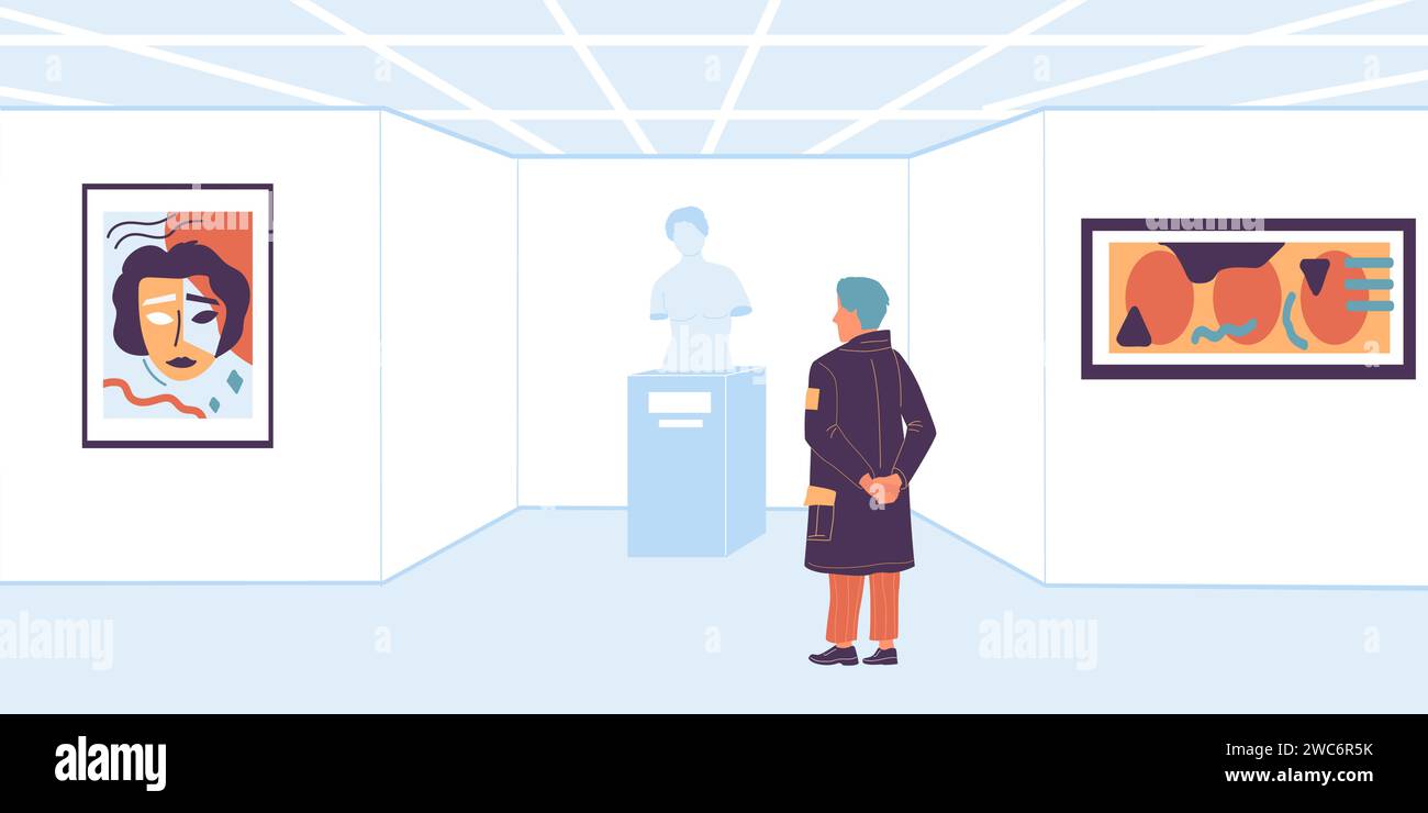 Interior view art museum Stock Vector Images - Alamy