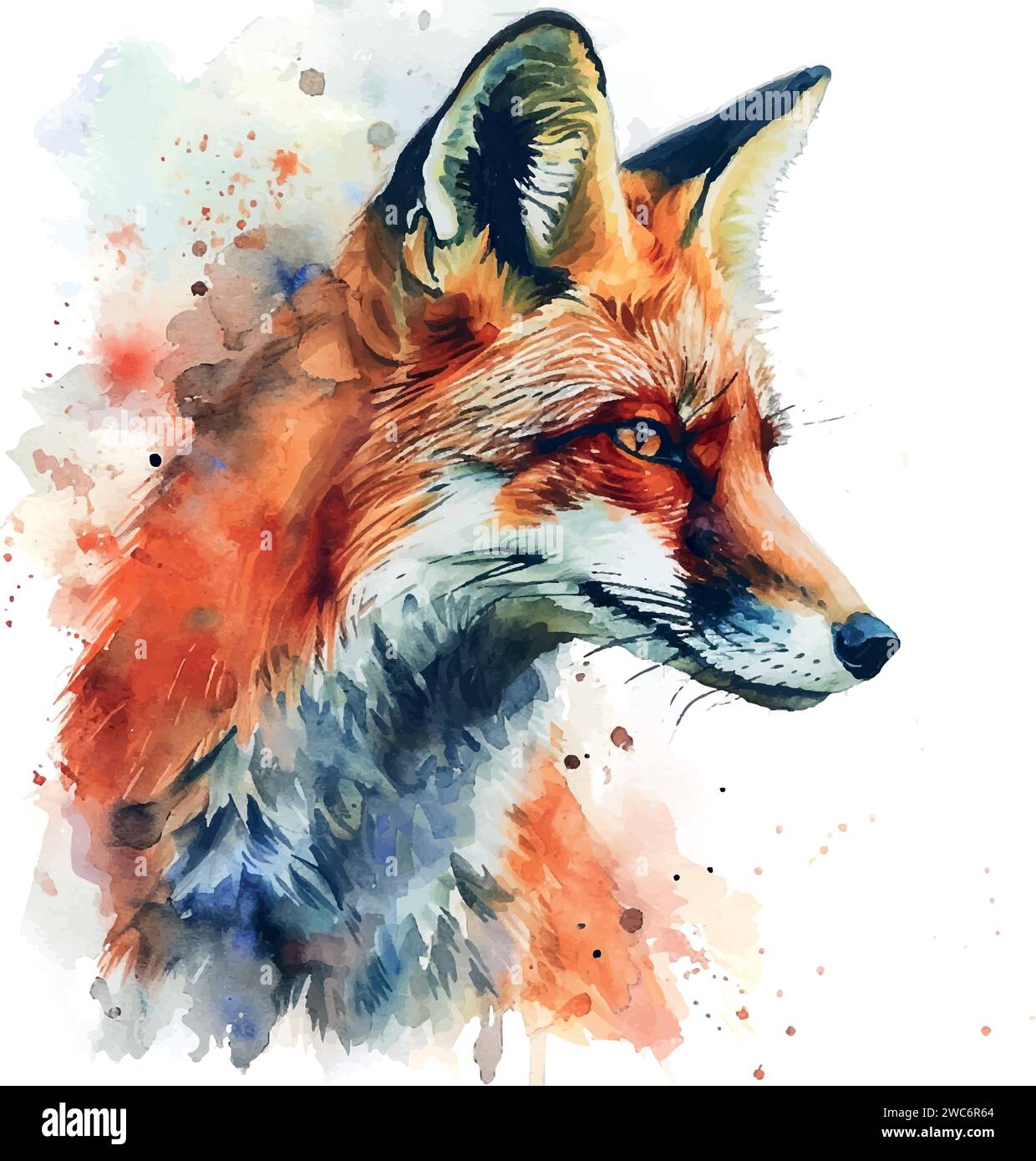 Watercolor fox on white Stock Vector Images - Alamy