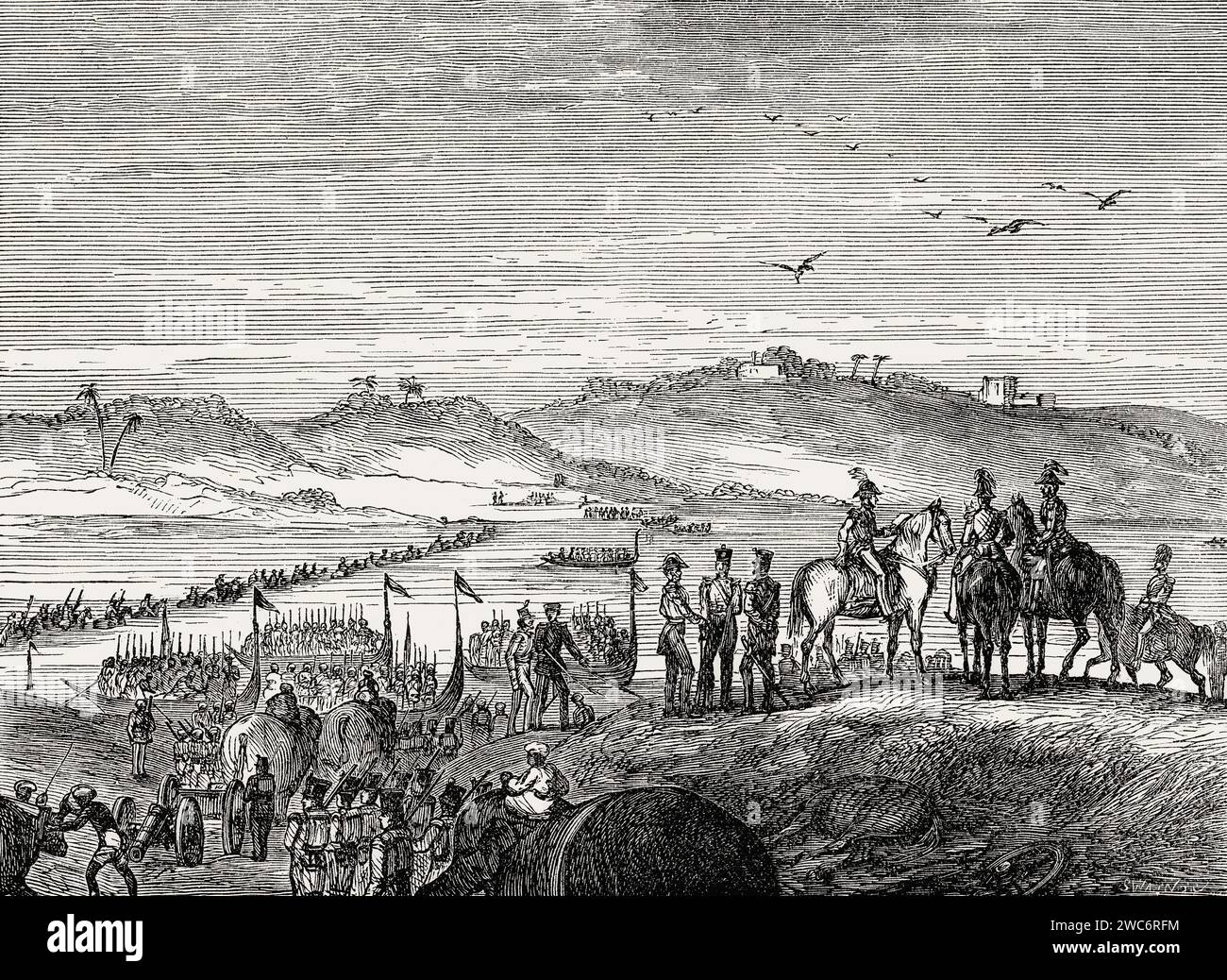 The British Army crossing the Sutlej River. First Anglo-Sikh War, 1845 ...