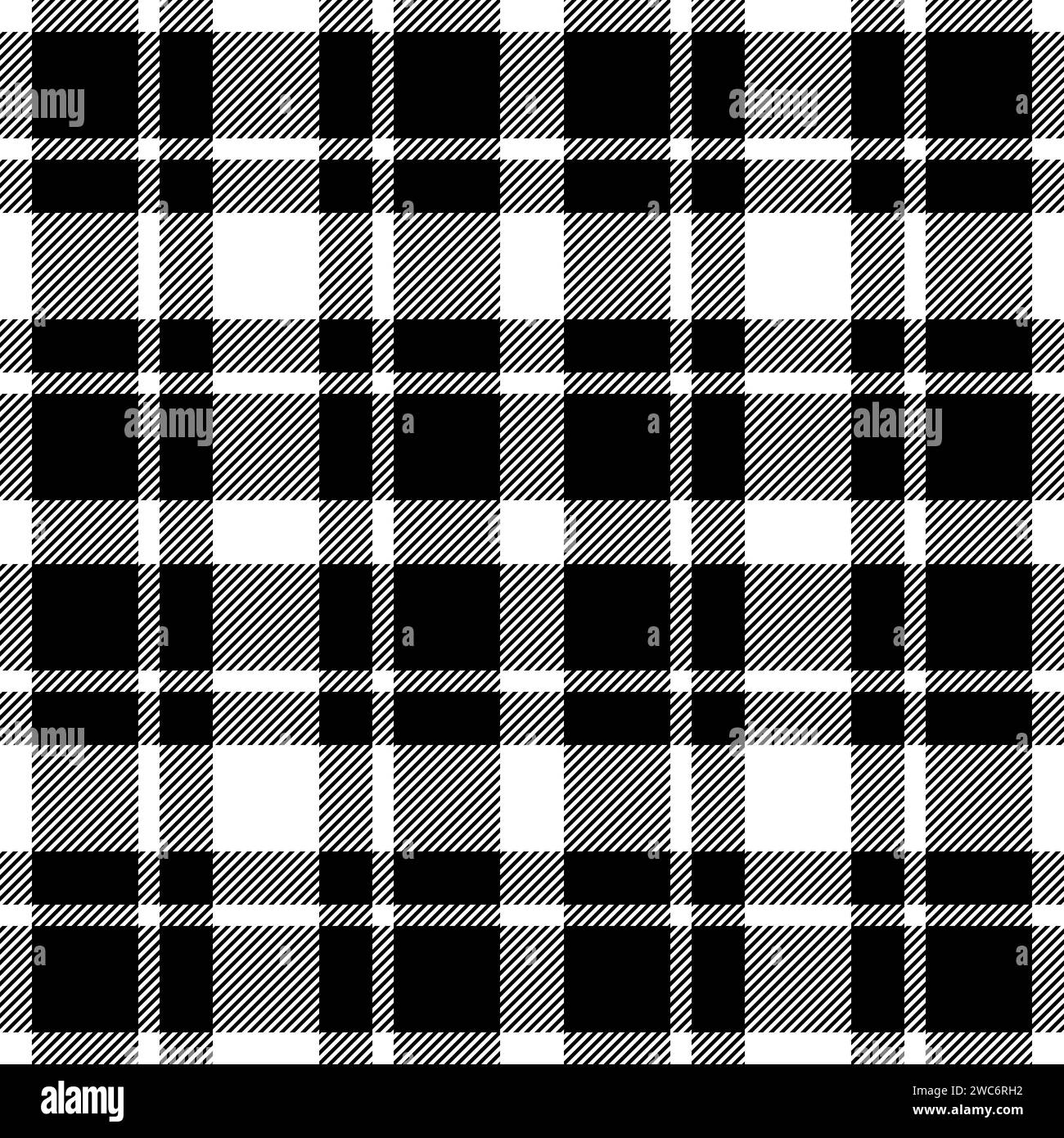 Plaid seamless pattern in black and white. Check fabric texture. Vector ...