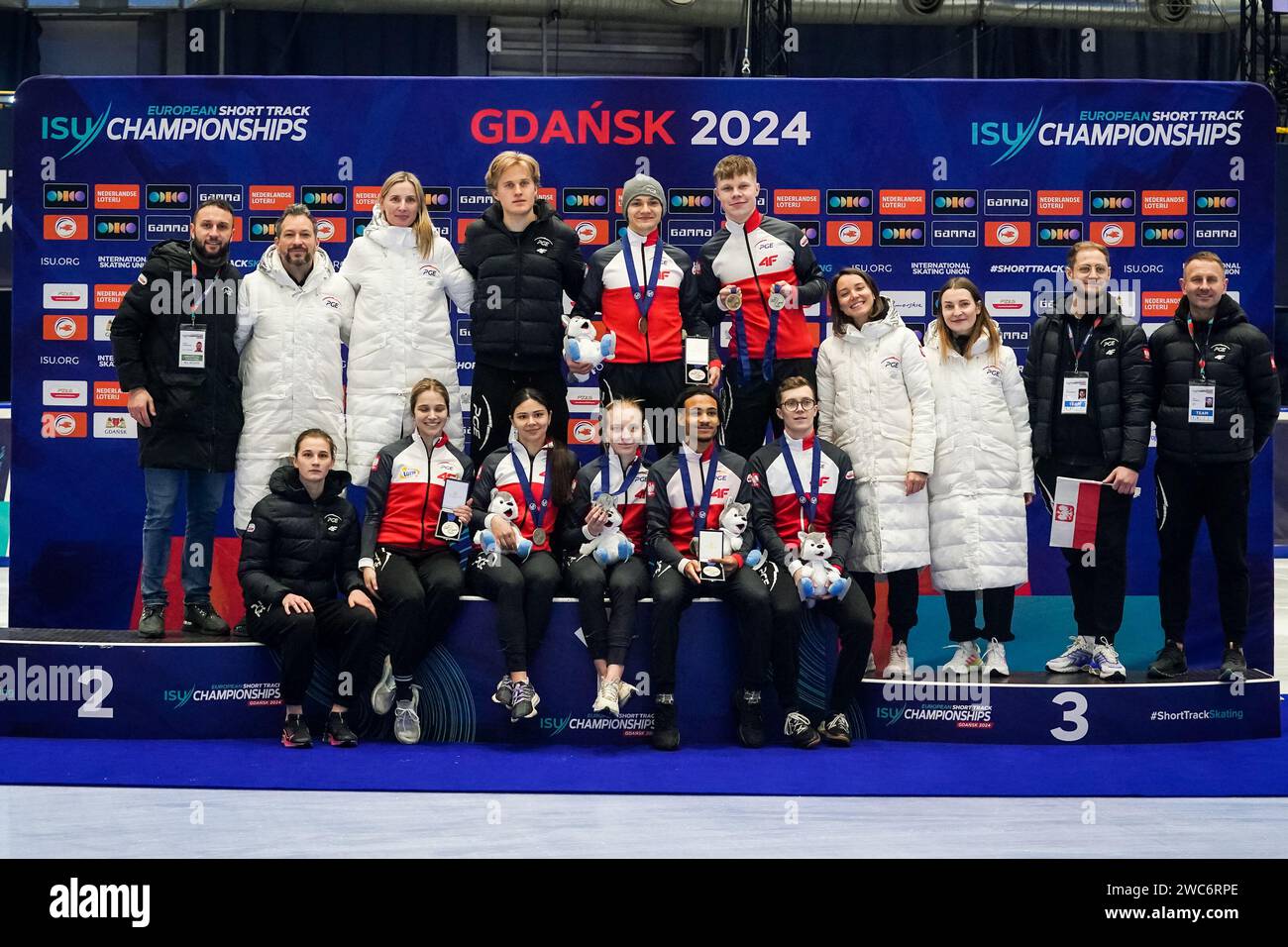GDANSK, POLAND - JANUARY 14: The team of Poland pose for a photo during ...