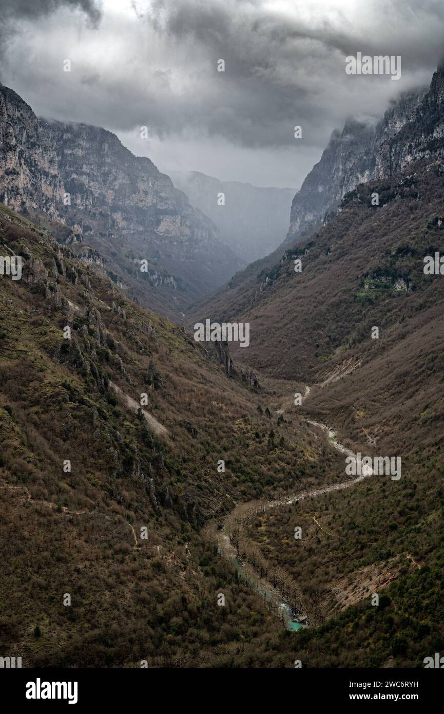 Winter view of the Vikos Gorge, listed as the deepest gorge in the ...