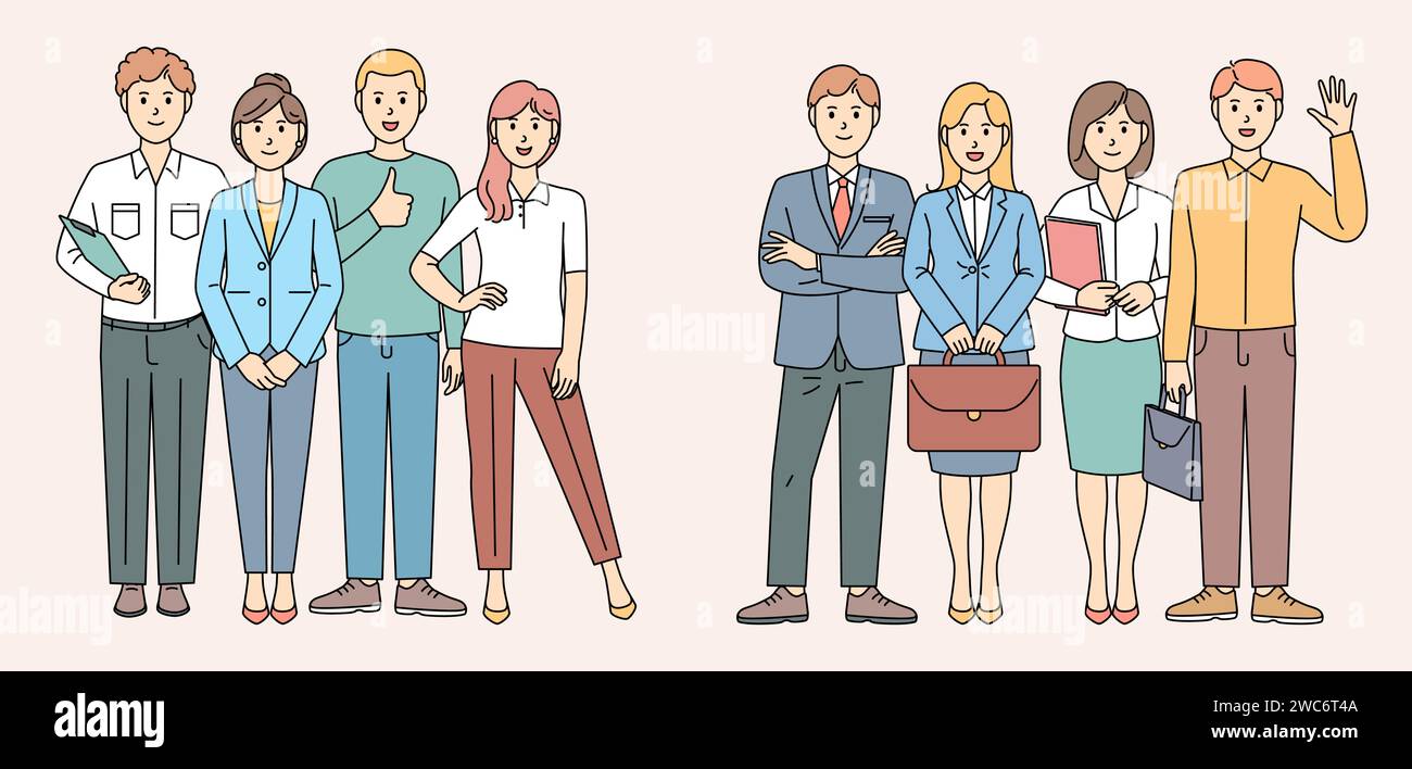 Youth characters. People man person and woman in office, students ...