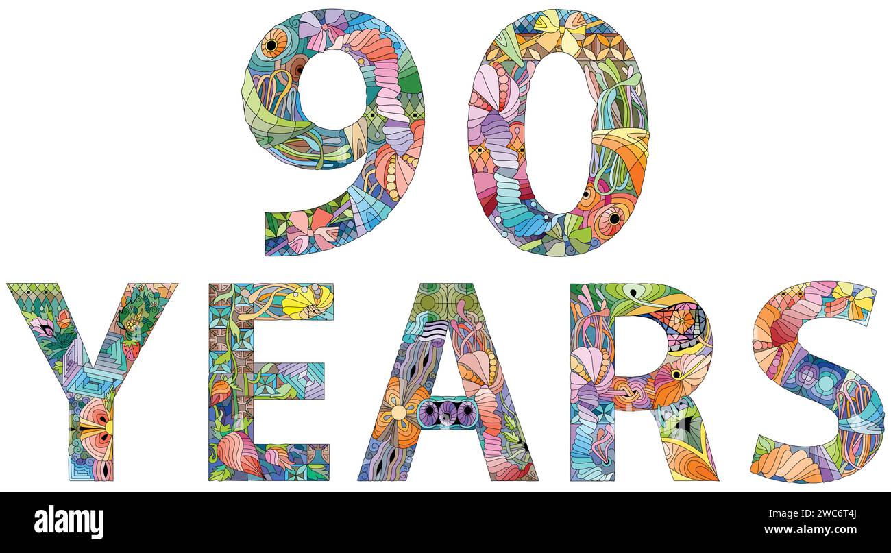 Anniversary badge or label. 90th celebration and congratulation design ...