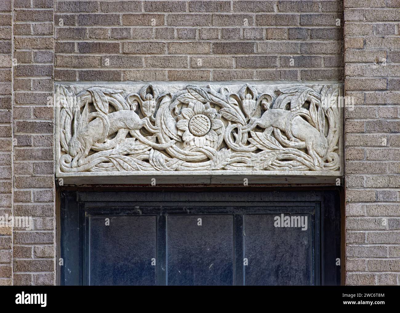 Barclay-Vesey Building’s polychrome brick façade is decorated in carved ...