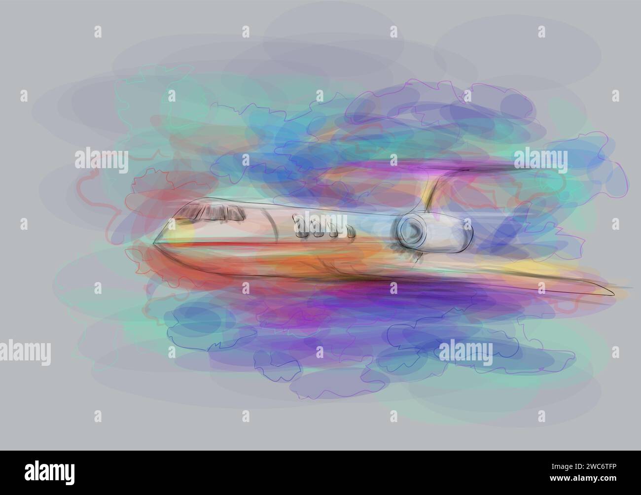 private jet abstract illustration om multicolor background Stock Vector ...
