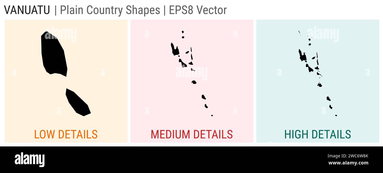 Vanuatu - plain country shape. Low, medium and high detailed maps of ...