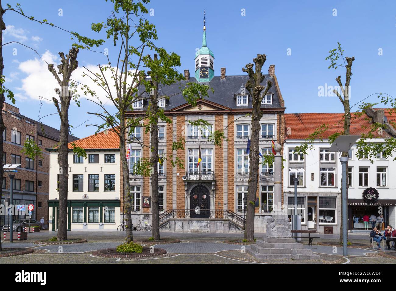 Maaseik Town Hall on the market square in Belgium Stock Photo - Alamy