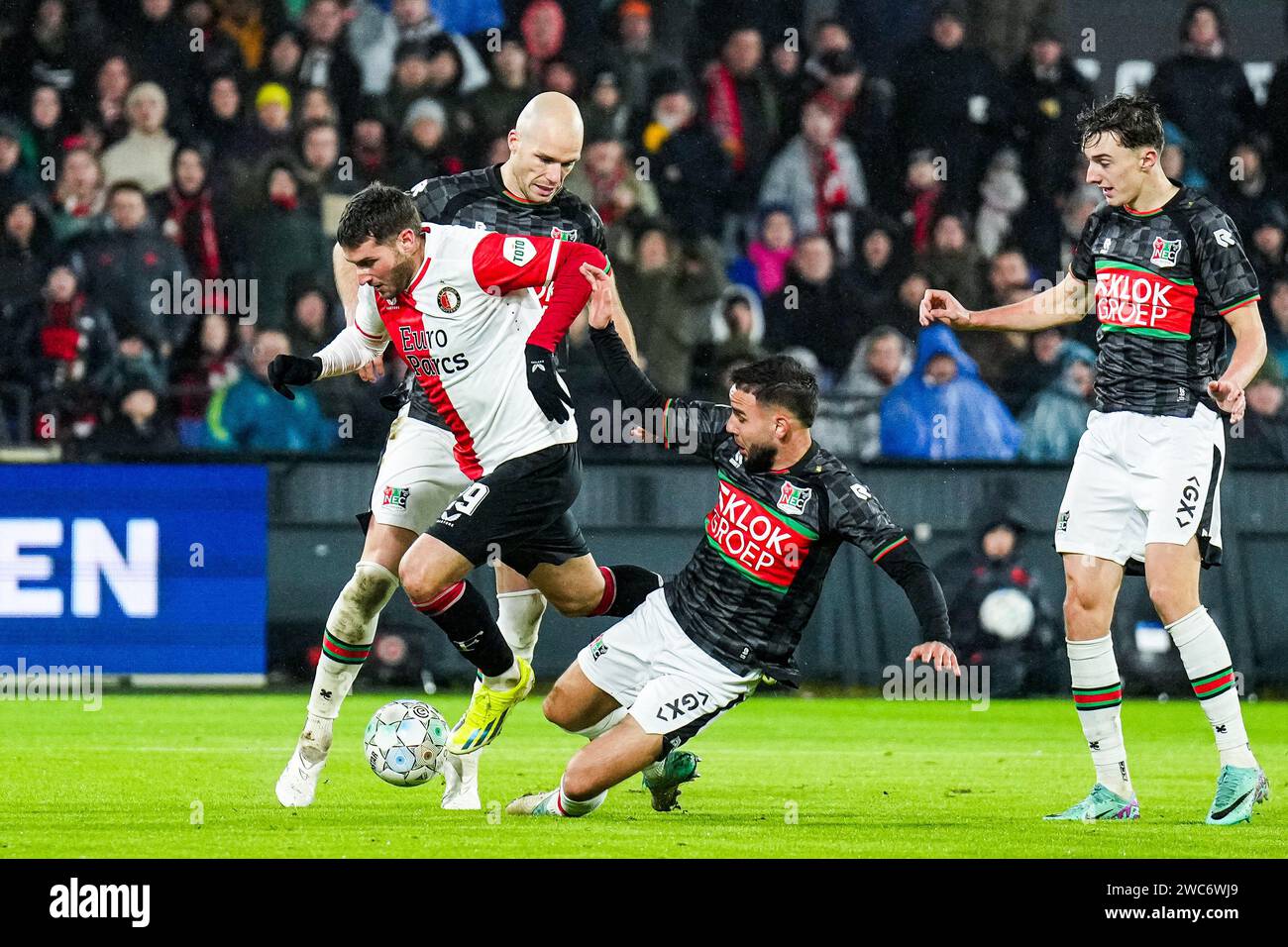 Rotterdam, The Netherlands. 14th Jan, 2024. Rotterdam - Bram Nuytinck of NEC Nijmegen, Santiago ...
