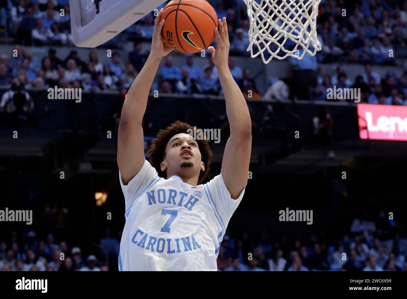 North Carolina guard Seth Trimble (7) drives to the basket during the ...