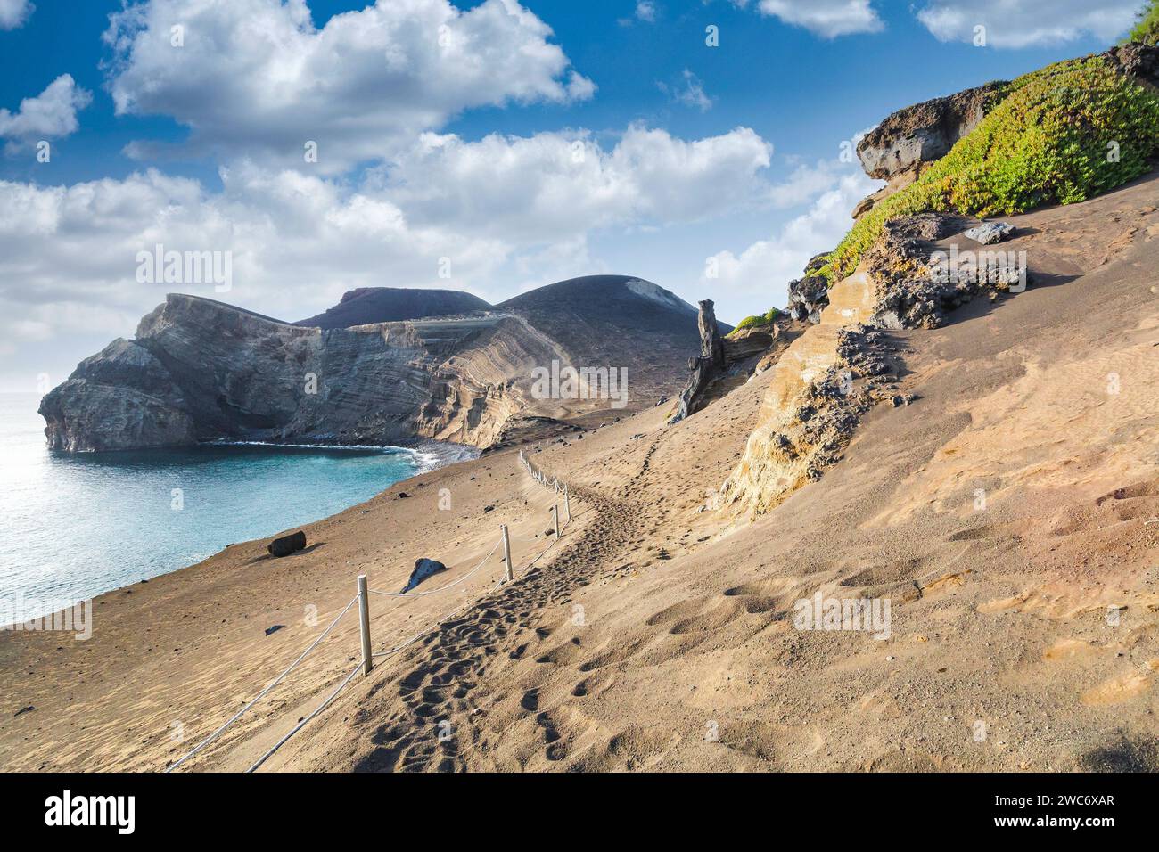 Scenic seascape with Capelinhos Volcano in Faial Island, Azores ...