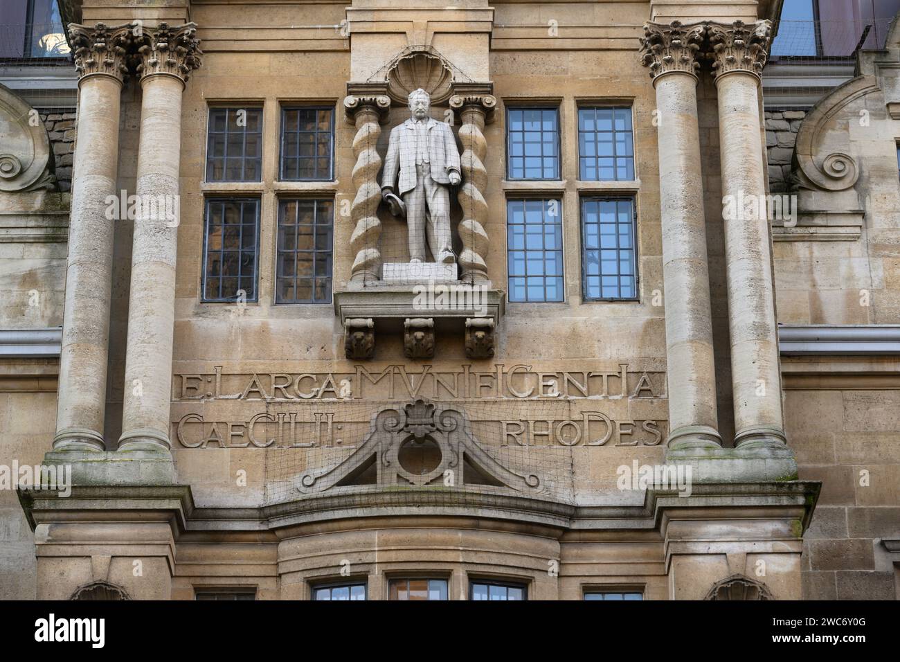 Cecil Rhodes statue above the doorway of Oriel Colleges, Cecil Rhodes ...