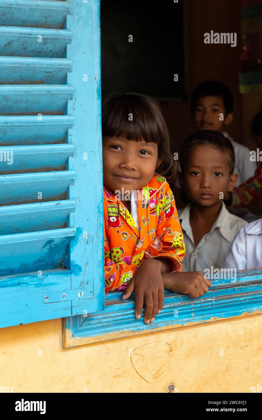 Children by the window at school in Cambodia Stock Photo - Alamy