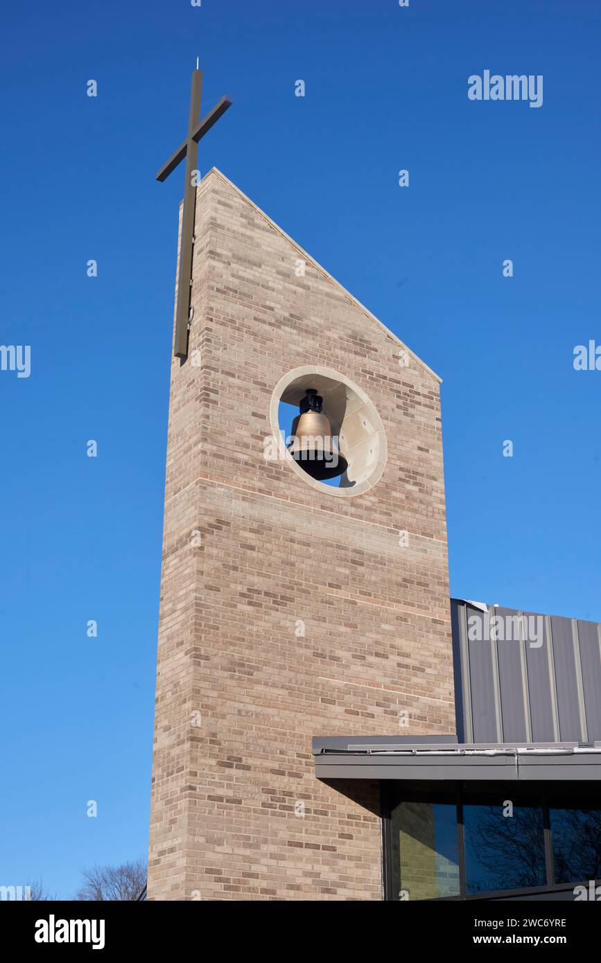 Catholic Church bell tower and cross Stock Photo - Alamy