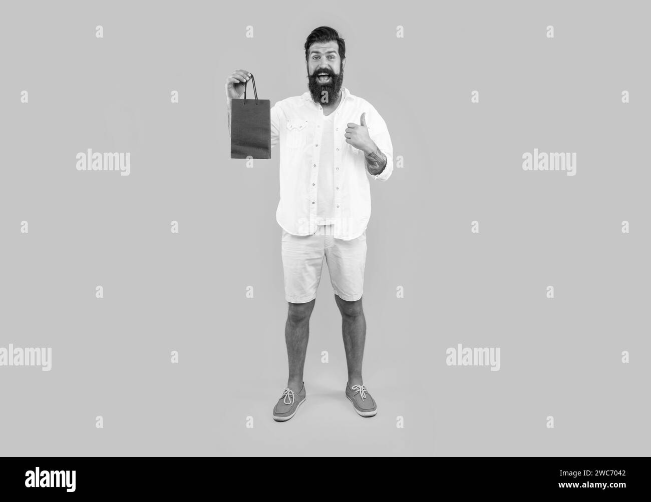 good purchase of man show thumb up isolated on yellow background ...