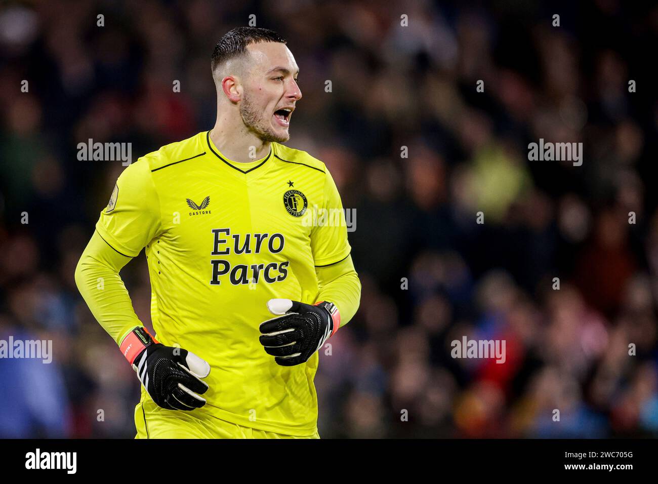 Rotterdam, Nederland. 14th Jan, 2024. ROTTERDAM, NEDERLAND - JANUARY 14: Goalkeeper Justin ...