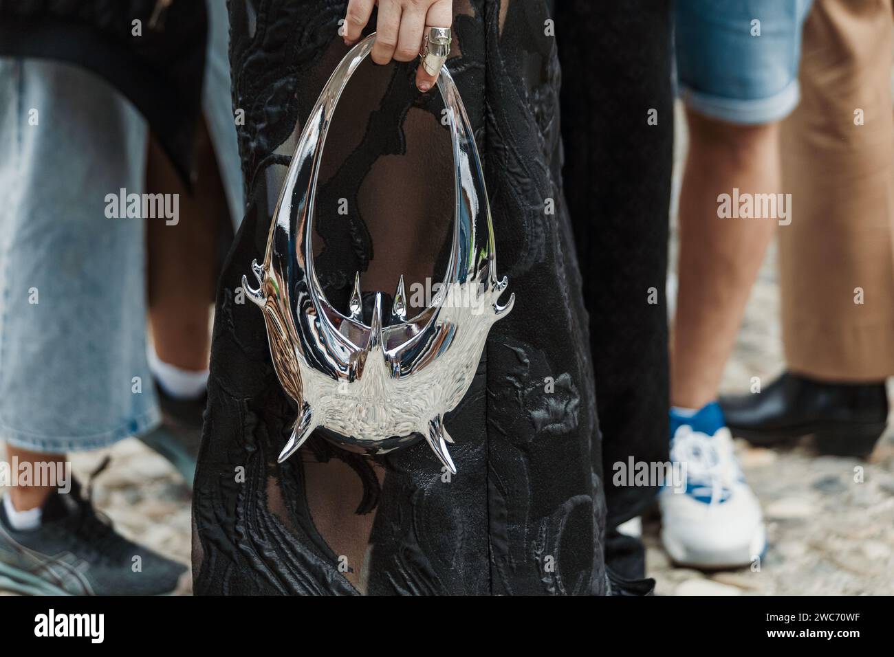 Isabelle Chaput from Young Emperors outside Alberta Ferretti show ...