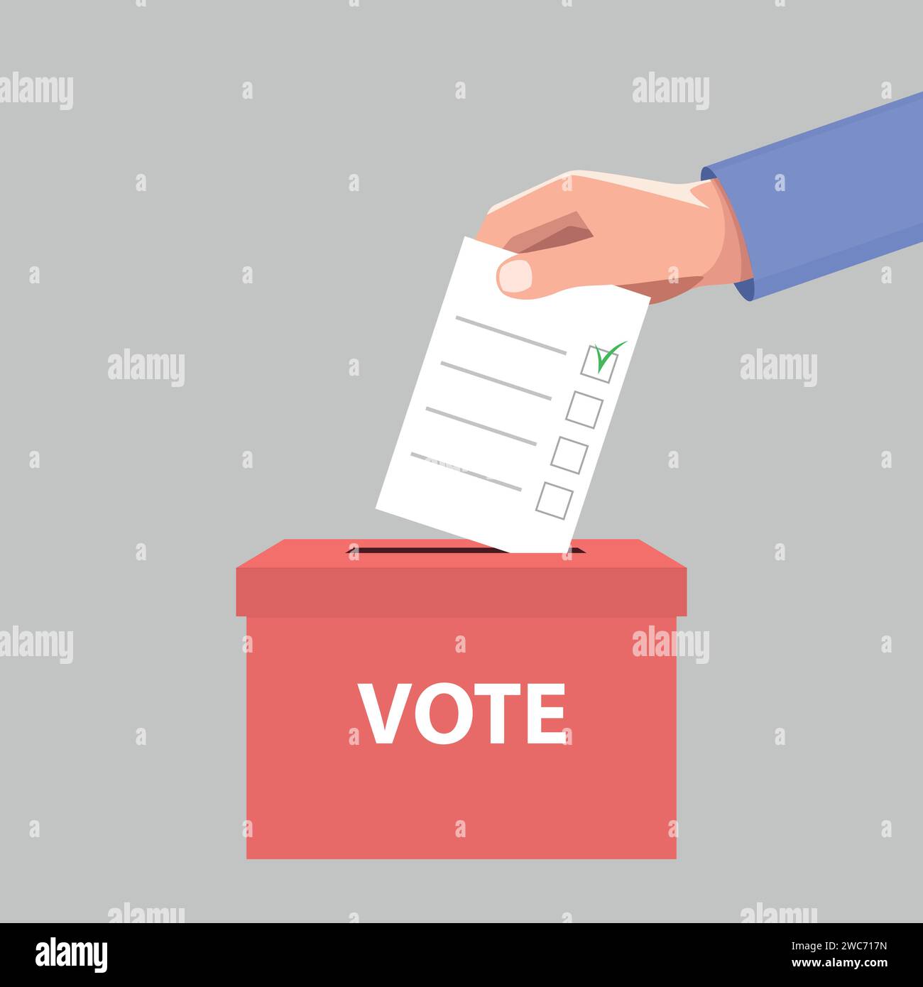 Hand puts vote bulletin into vote box. Election concept Stock Vector ...