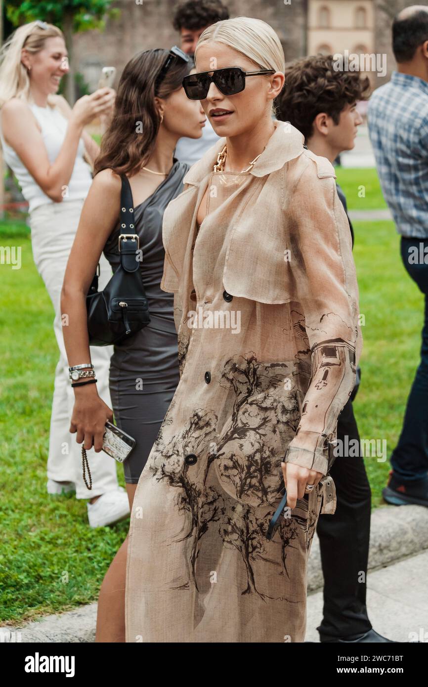 Caroline Daur outside Alberta Ferretti show during Milan Fashion Week ...