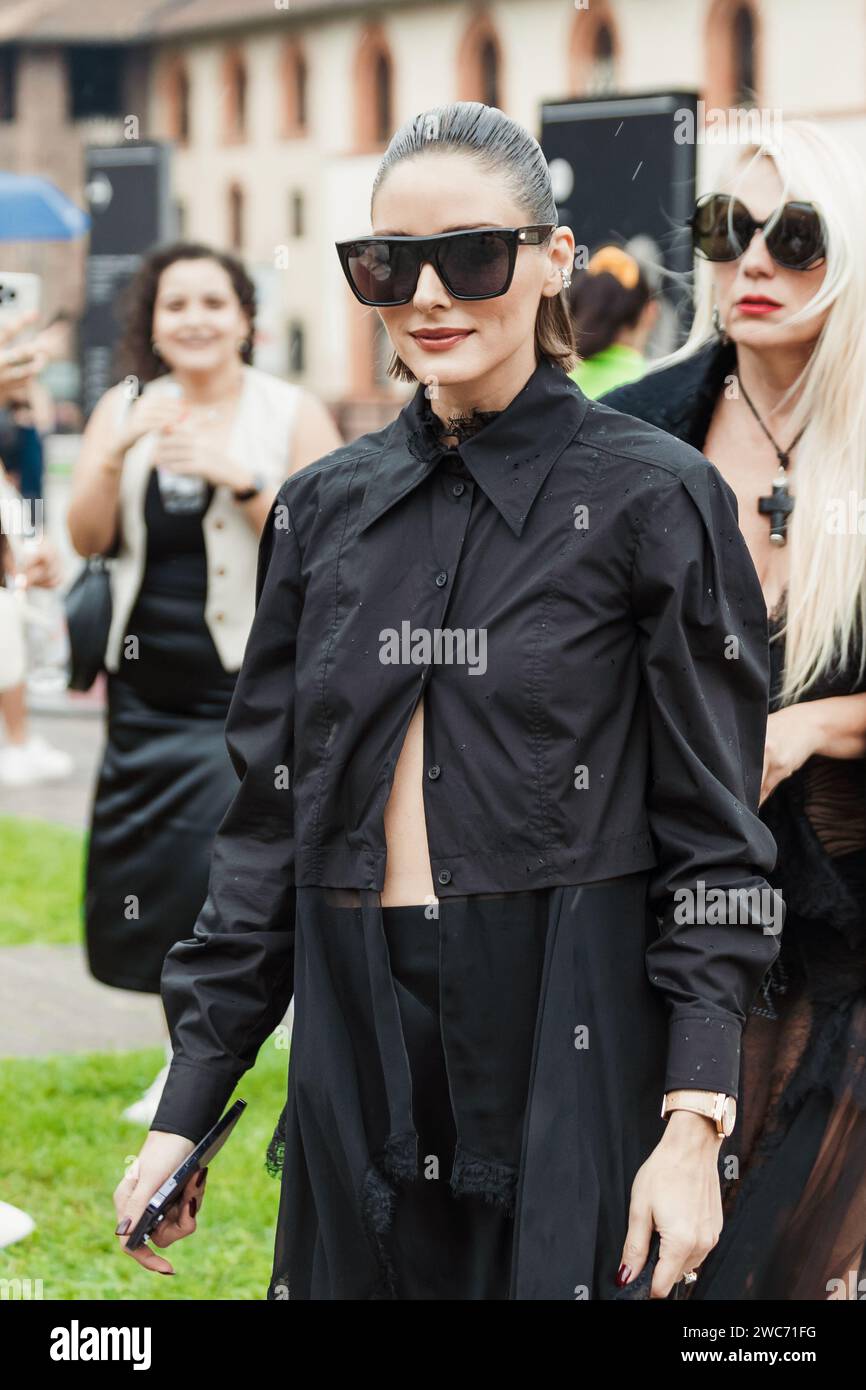 Olivia Palermo outside Alberta Ferretti show during Milan Fashion Week ...