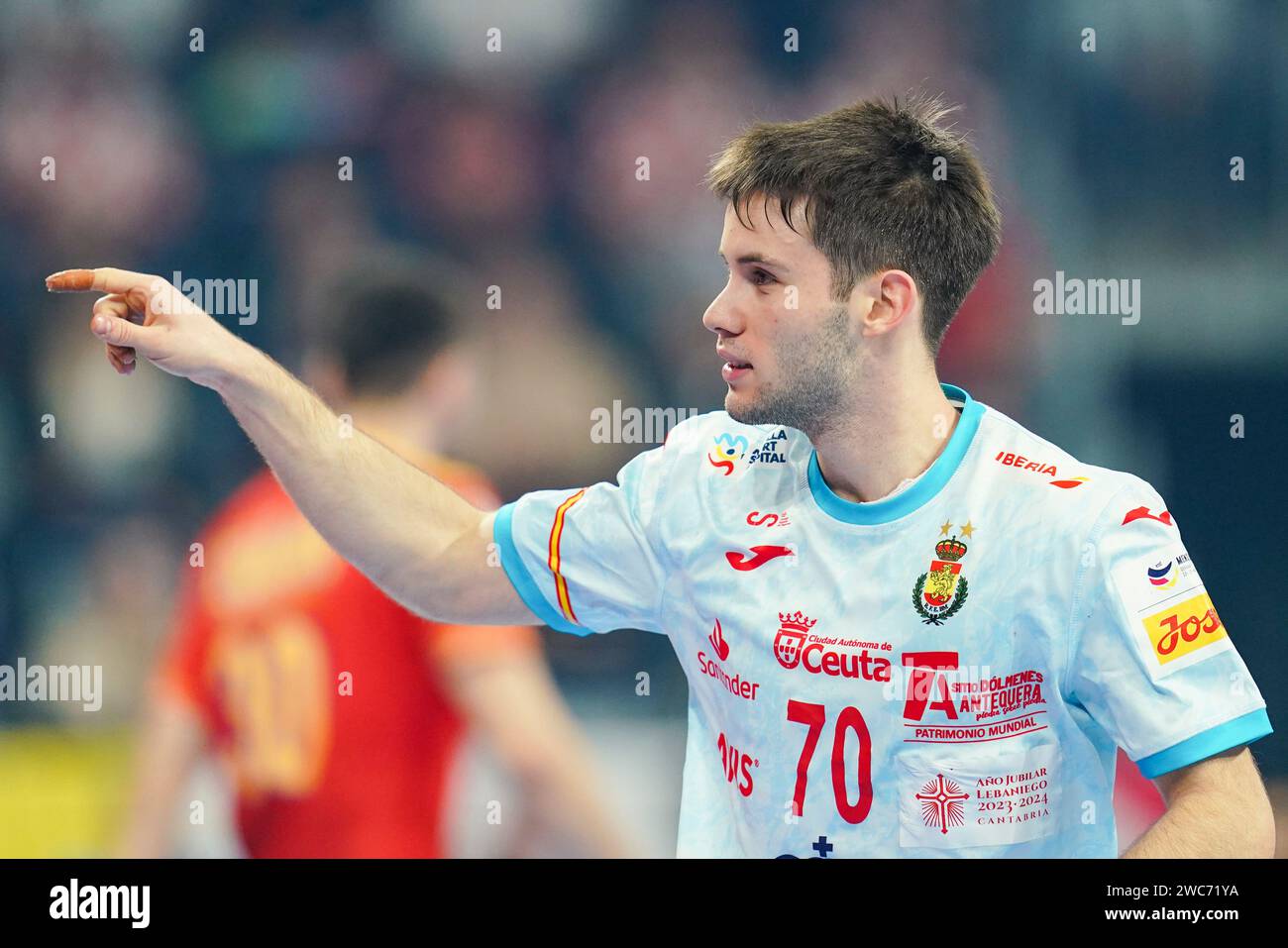 Mannheim, Germany. 14th Jan, 2024. Handball: European Championship, Romania - Spain, Preliminary ...