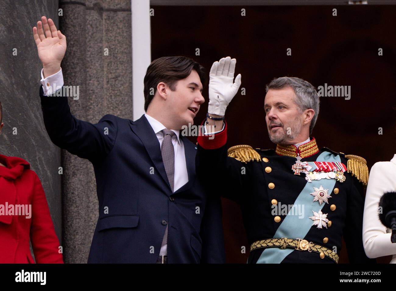 Copenhagen, Denmark. 14 January, 2024. King Frederik X and Crown Prince ...