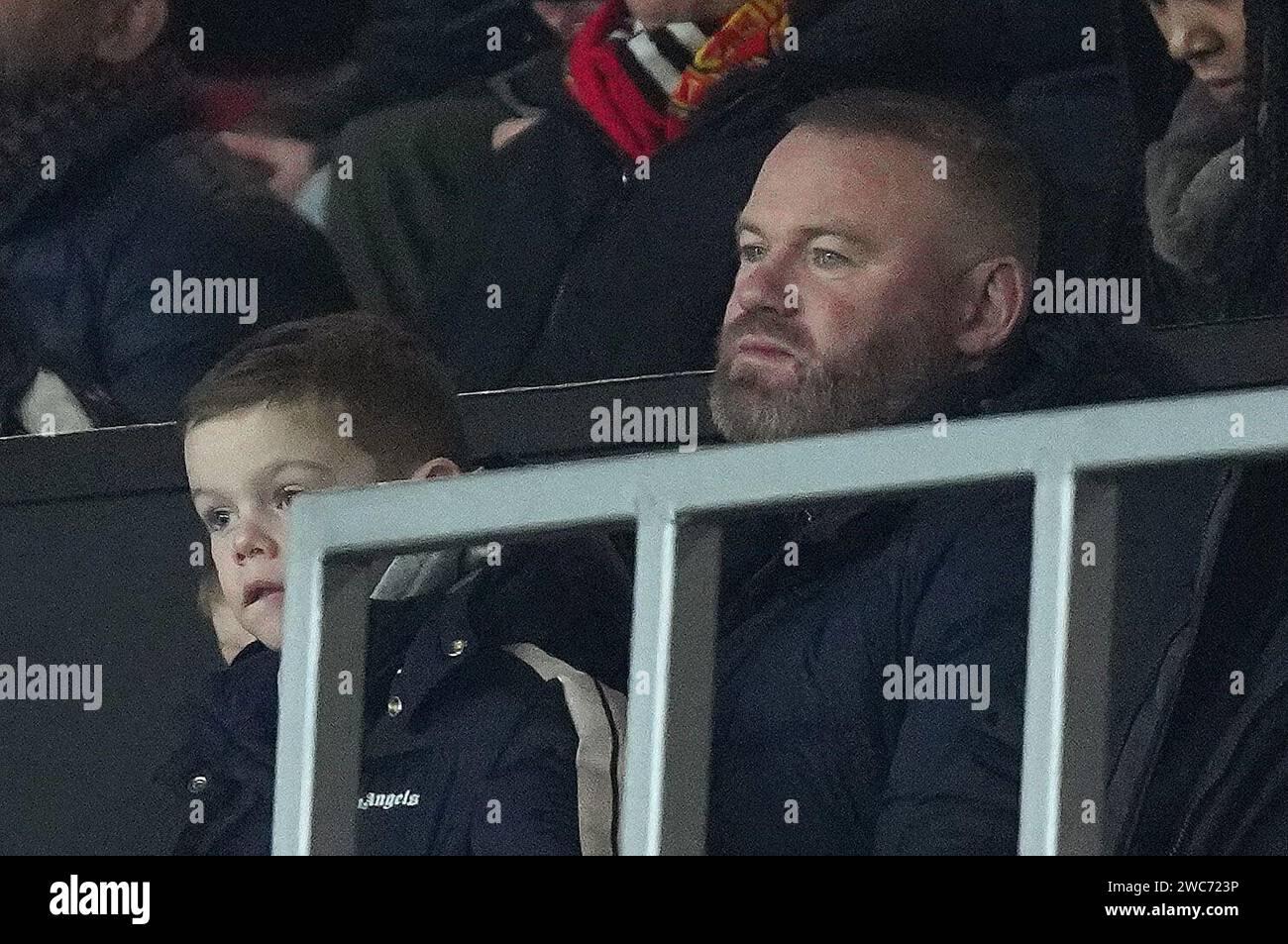 Wayne Rooney and son Cass Mac in the stands during the Premier League ...