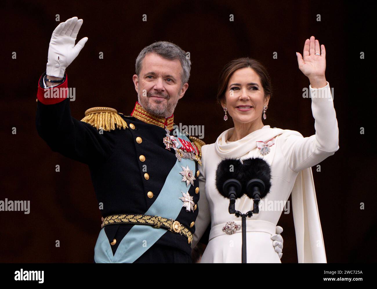 Copenhagen, Denmark. 14 January, 2024. King Frederik X and Queen Mary ...