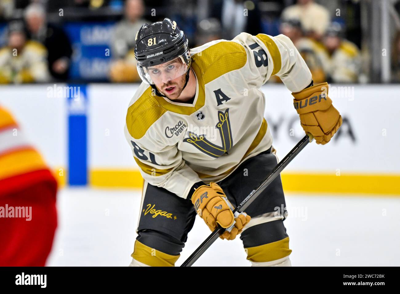 Vegas Golden Knights right wing Jonathan Marchessault looks on during a ...