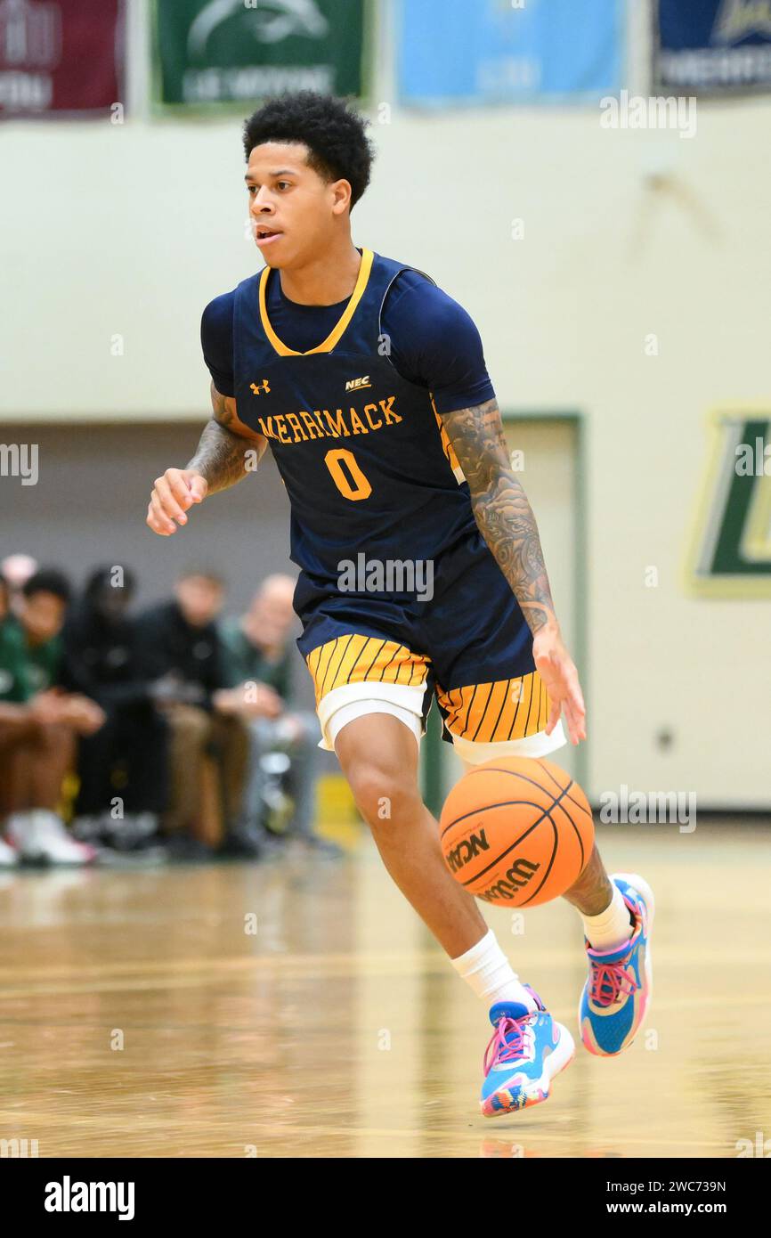 Syracuse, NY, USA. 13th Jan, 2024. Merrimack Warriors guard Adam Clark ...
